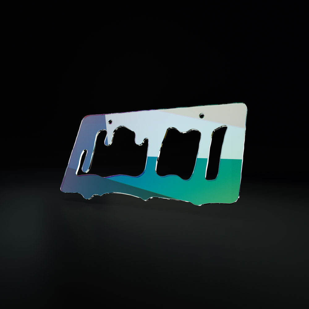 IRIDESCENT DRIP 💧 ~ vanity license plate frame – triple cat deluxe
